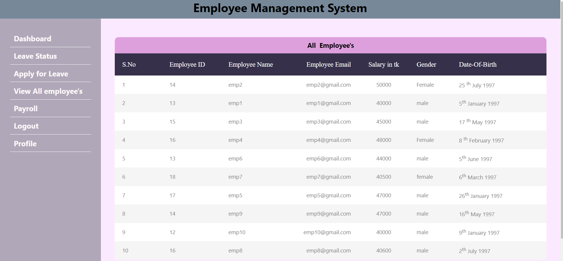 Employee Management System